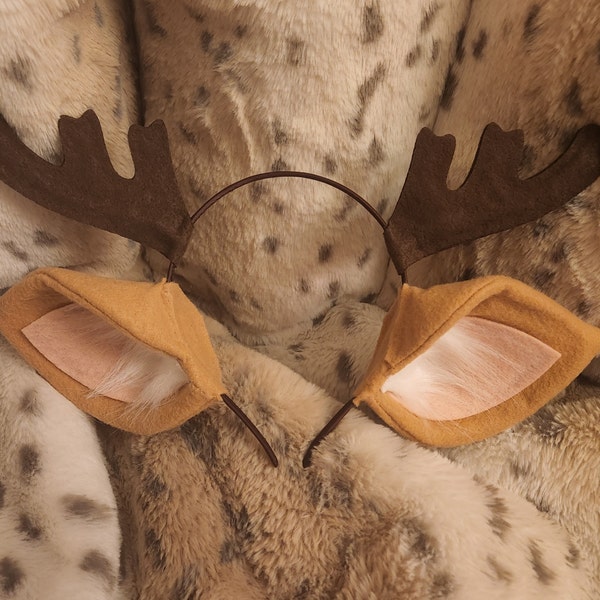 Deer Ears With Optional Antlers Headband Custom Color Doe Fawn Buck ...