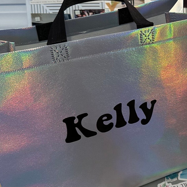 Retro Holographic Tote Gift Bag Personalized / 70s 80s Disco Style ...