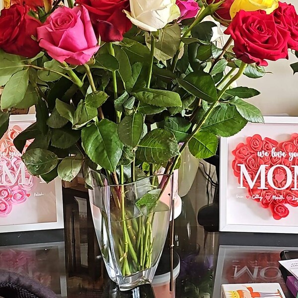 Personalized Flower Shadow Box Custom Name & Text Heart Rose Frame ...