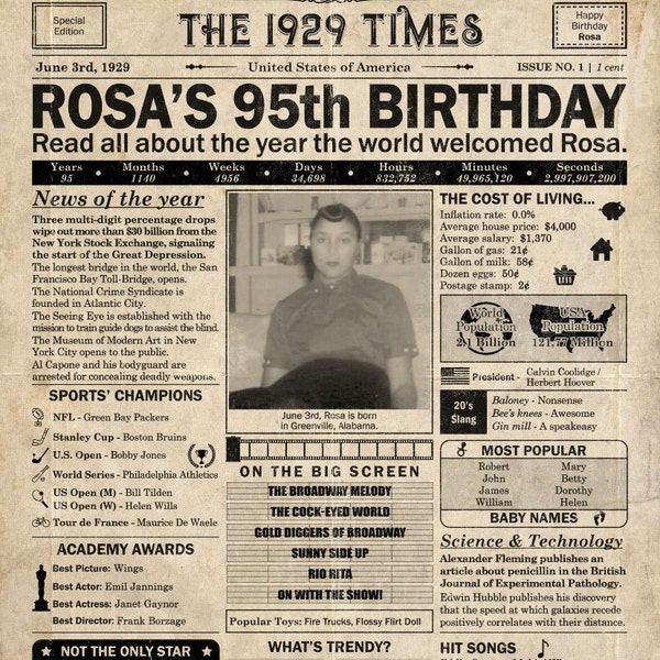 60th Birthday Newspaper Poster, Printable 60th Birthday Party Decor ...