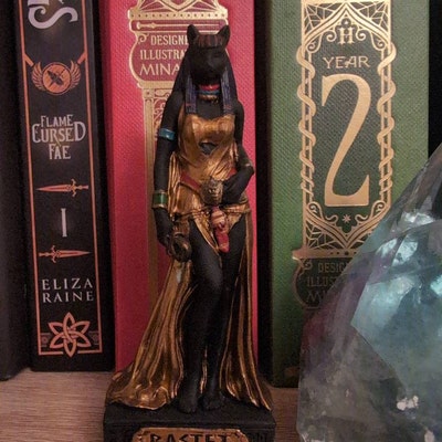 Vintage Bastet Statue Ancient Egyptian Goddess Bastet Sacred Ankh Cast ...