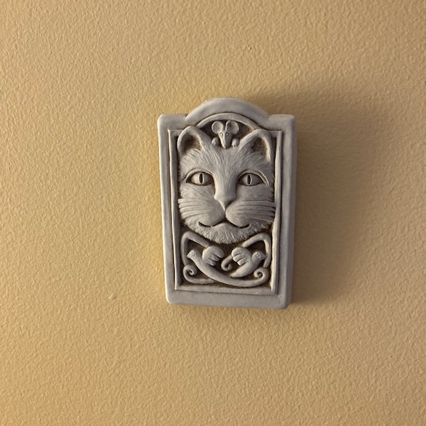 Celtic Cat Plaque for Home & Garden, Celtic Cat Stone Sculpture, Cat ...