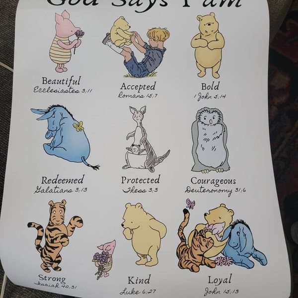 Christian Classic Winnie the Pooh Poster for Nursery Wall Art for Kids ...