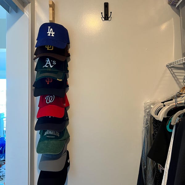Holds 10 Baseball Hats, Wall Hat Rack, Baseball Hats, Baseball Hat Rack ...