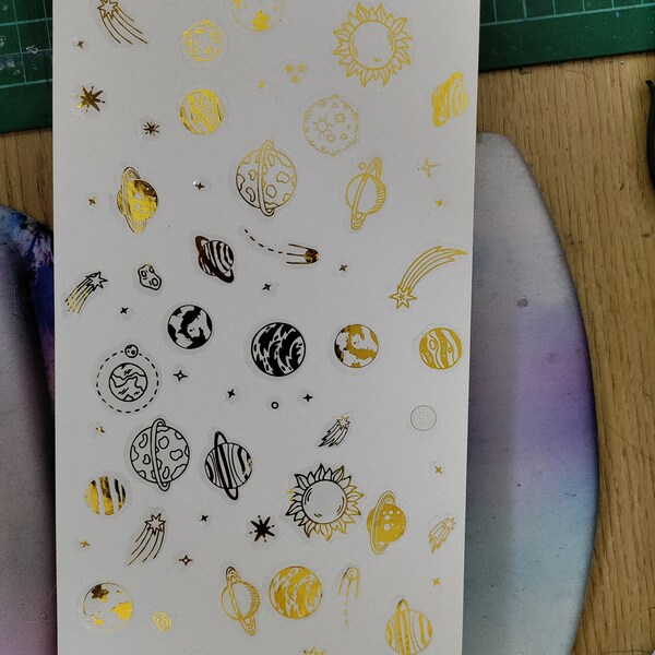 Gold Galaxy Planner Stickers: Space Cosmos Stickers - Etsy