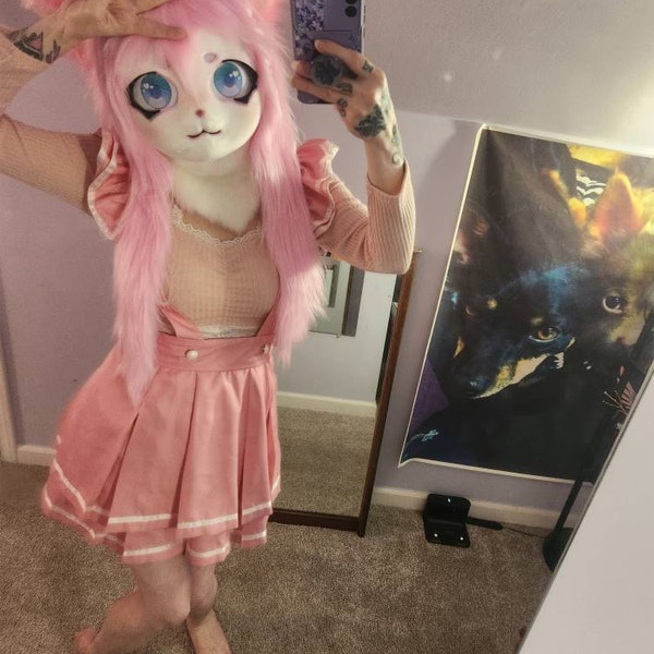 Baby Pink Fursuit Head,kemono Fursuit Mask,fursona,custom Fursuit ...