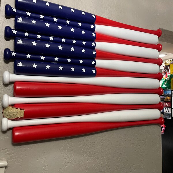 American Flag Made Out of 18 Inch Baseball Bats. Rustic / Aged ...