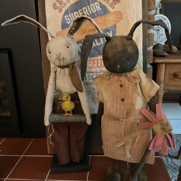 Handmade Primitive Rabbit - Etsy