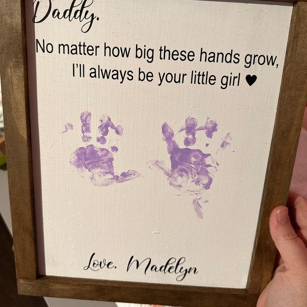 DAD - Father's Day Gift, Father's Day Wooden Sign, DIY Handprint Sign ...