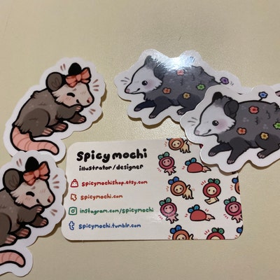Opossum Sticker Set of 2 / Opossum Blossom and Pretty Possum / Cute ...