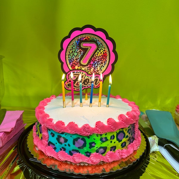 Rainbow Cheetah Cake Topper, Custom Cheetah Cake Topper, Rainbow Animal ...