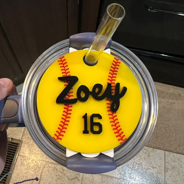 Softball Tumbler Topper, Personalized, Fits Stanley Tumblers 20oz, 30oz ...