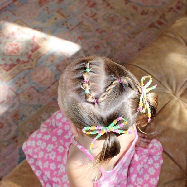 Spring Fuzzy Pigtail Bows, Purple Pigtail Bows, Purple Fuzzy Pigtail ...