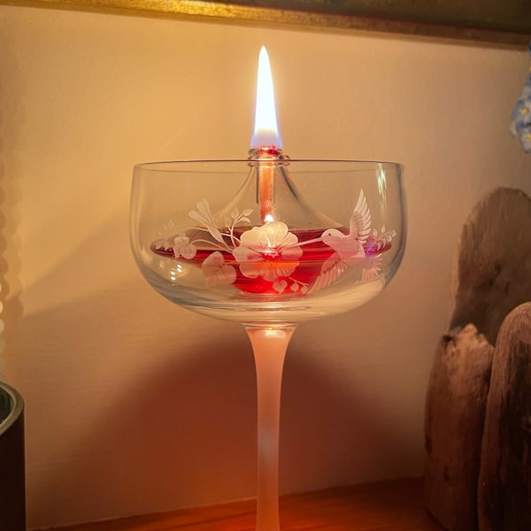 Hand-blown Glass Oil Lamp - Flying Saucer - Etsy