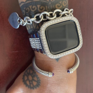 Custom Apple Watch Cover Silver Lab Diamond Bezel, Metal Apple Watch ...