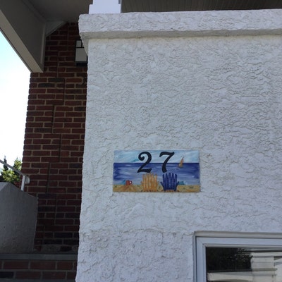 Beach House Numbers, Tropical, Nautical, Ocean House Number Plaque ...
