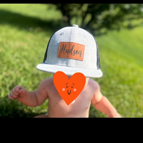 Custom Infant Hat,personalized Toddler Hat,leather Patch Hat,kids ...