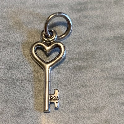 Key Charm, Key Pendant, Small Key Charm, Heart Key Charm, Heart Key ...