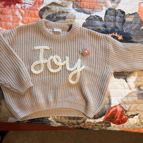 Personalized Oversized Name Kids Sweater /hand Embroidered Sweater - Etsy