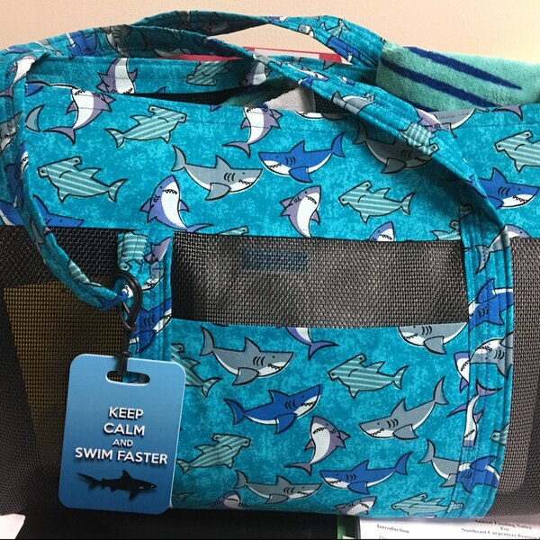 Swim Bag Tag, Sport Bag Tag, Swim Team Bag Tag, Swim Party Favor, Shark ...