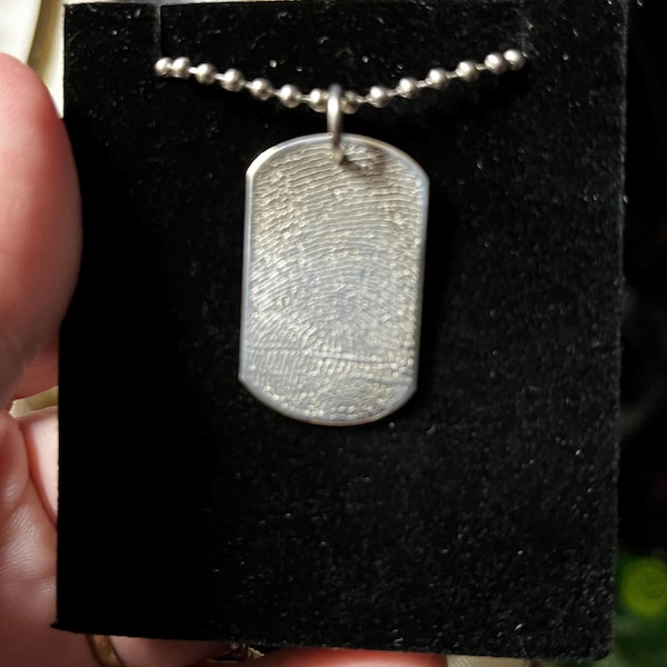 Custom Fingerprint Dog Tag Charm or Pendant, Fingerprint Dog Tags ...