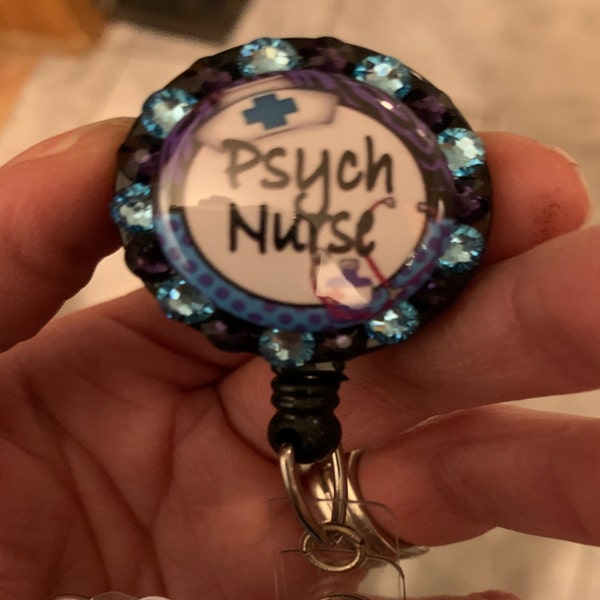 Psych Badge Reel, Nurse Badge Holder, Nurse Badge Bling, Nurse Badge ...