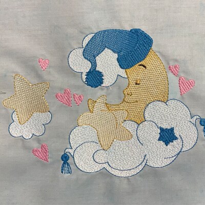 Sleeping Moon Embroidery Design Half Moon Embroidery Design Machine ...