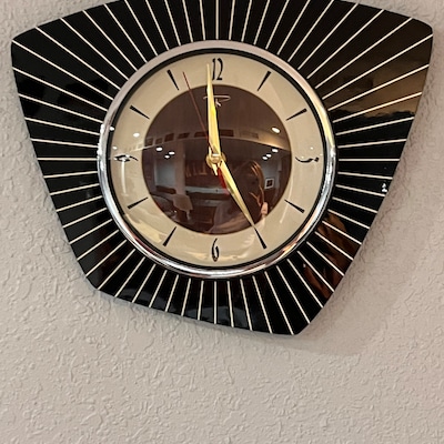 Colour Etched Trianguloid Lucite Formica Caravan Wall Clock From Royale ...