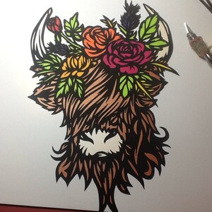 Iona Highland Cow Papercutting Template, Highland Cow Vinyl Template ...