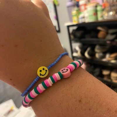 Boho Blue Clay Bead Bracelet - Etsy