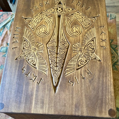 Viking Personalized Wood Urn for Human Ashes, Wooden Memorial Box ...