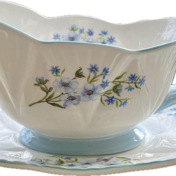 RARE Forget-me-not Tea Cup and Saucer by Royal Albert England - Heavy ...