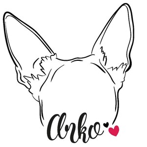 Buy Custom Pet Ear Outline Drawing, Dog Ear Drawing, Pet Ear Tattoo ...
