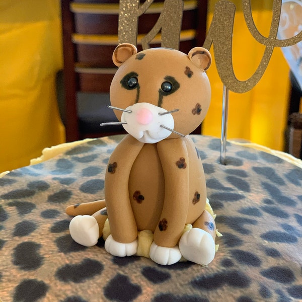 Fondant Cheetah Cake Topper, Birthday Party Cake, Leopard Cake ...