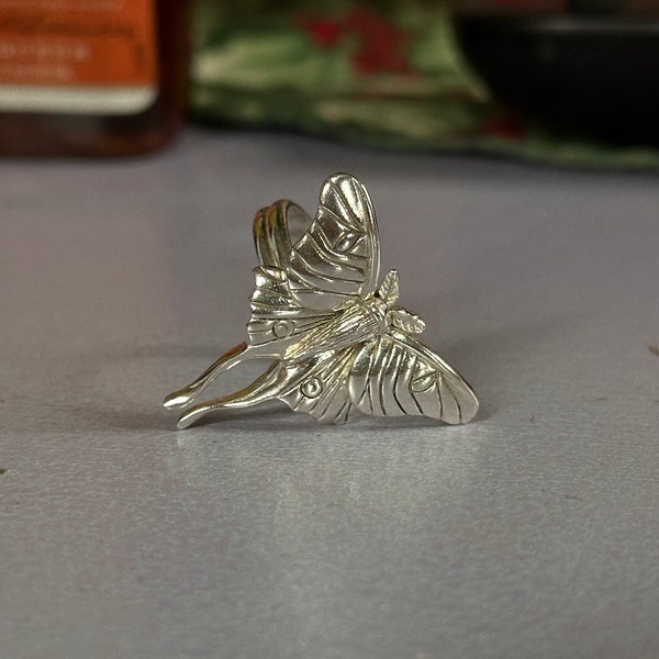 Luna Moth Ring, Moth Ring, Sterling Silver Ring, Silver Moth Ring, Luna ...