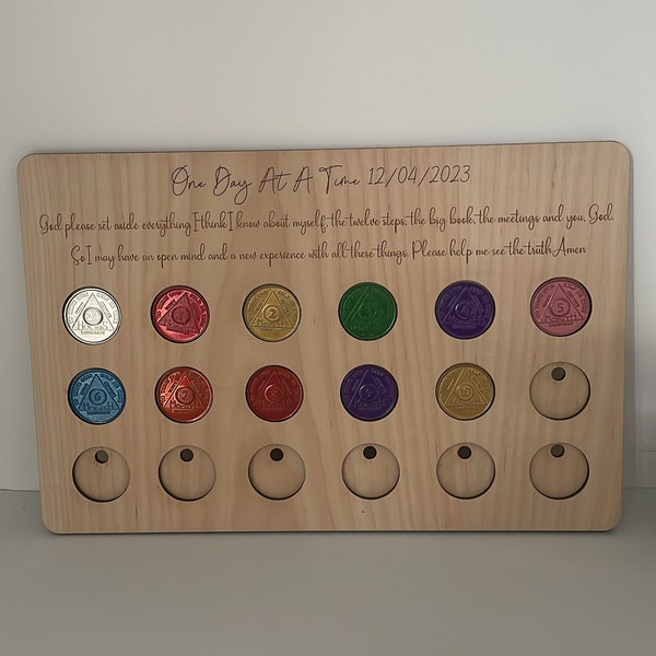Personalised Serenity Prayer Recovery Token Display, Recovery Tokens ...