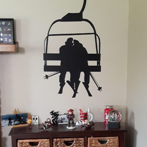 Ski Lift Wall Art, Ski Decor, Couples Gifts, Ski Lift Chair Decal, Ski ...