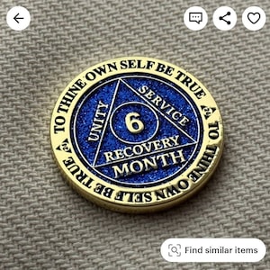 Hand-painted AA 5 Year Chip | Blue Sobriety Medallion | Recovery Gift ...