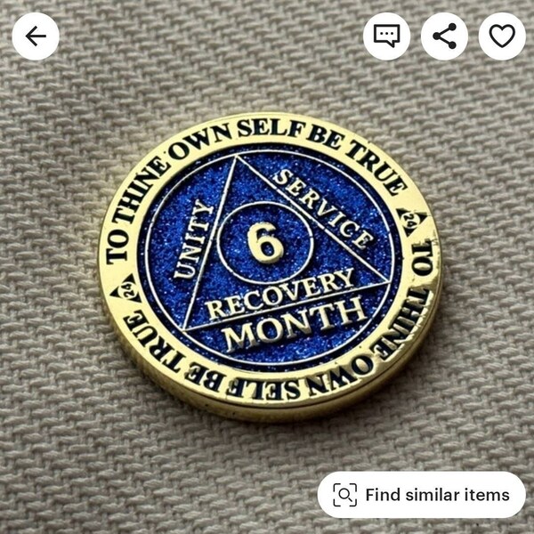 1 Year AA Medallion Elegant Blue Gold Plated Sobriety Chip - Etsy