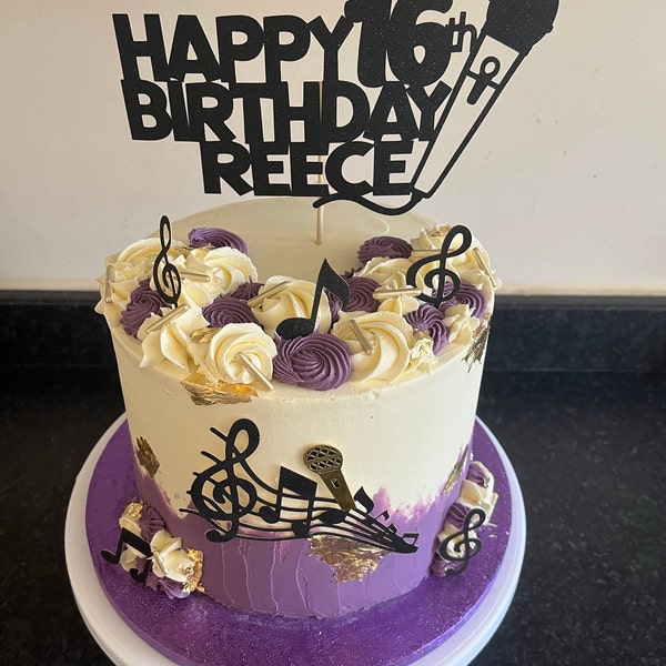 Personalised Mic Cake Topper With Any Name and Age, Singer and Karaoke ...