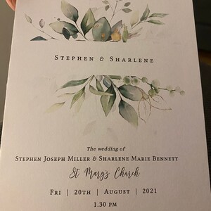 Reception Program Printable DIY Wedding Reception Card in 6 - Etsy