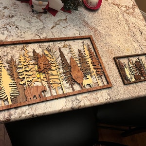 Layered Forest Design for Laser Cutting 2 Separate Designs 4 Panels ...