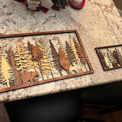 Layered Forest Design for Laser Cutting 2 Separate Designs 4 Panels ...