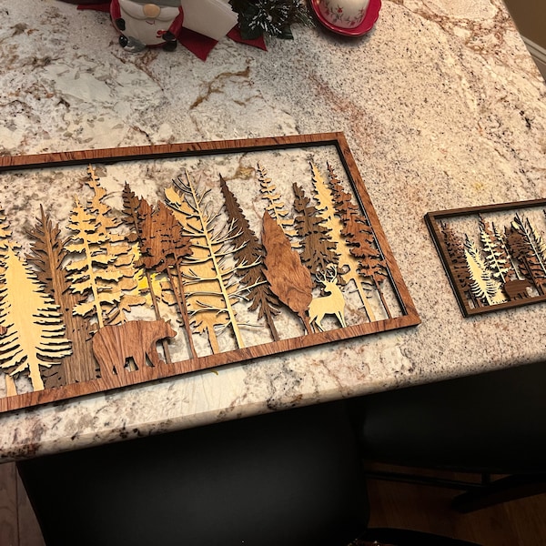 Layered Forest Design for Laser Cutting - 2 Separate Designs 4 Panels ...