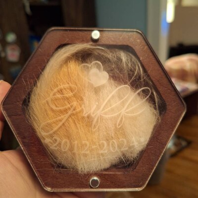 Small Fur Keepsake Box, Pet Hair Memorial Box, Pet Loss, Wooden Pet ...