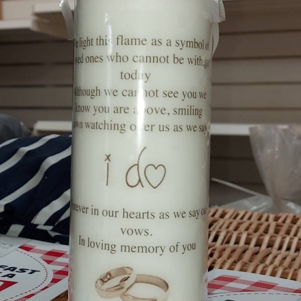 Large Personalised in Loving Memory Remembrance Candle Wedding Day Gift ...