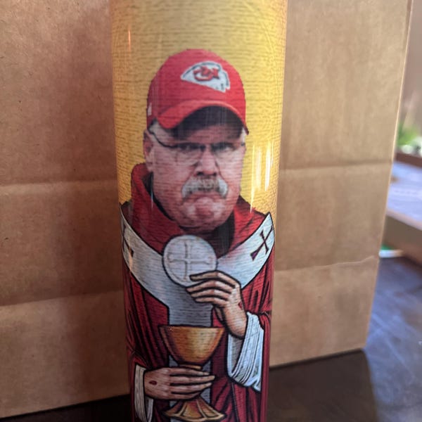 Saint Andy Reid Prayer Candle - Kansas City Chiefs - Etsy
