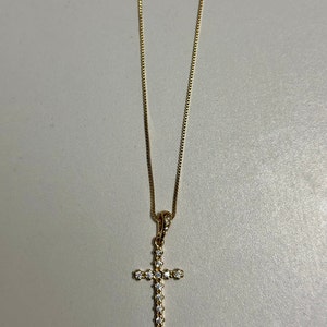 18K Baby Cross Necklace,rope Chain With Cross,kids Gold Cross Necklace ...