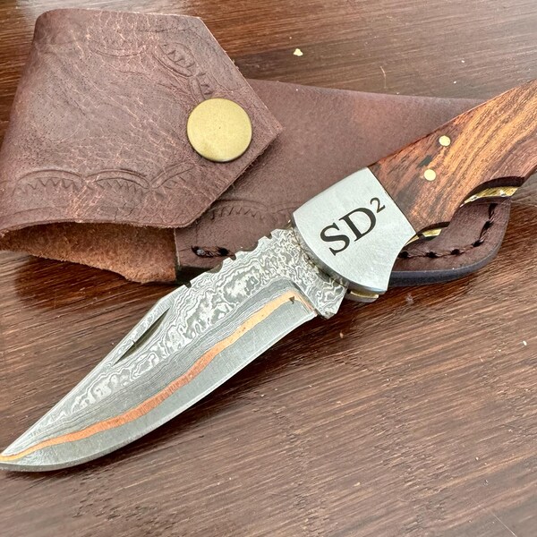 COPPER DAMASCUS HANDMADE Folding Knife, Copper Pocket Knife Ram Horn ...