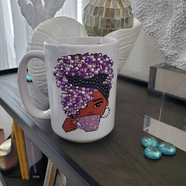 Mug, Bling Mug, Cup, Rhinestone Mug, Glass Rhinestones, Ceramic Mug ...